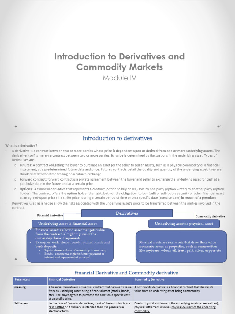 Module 4 - Introduction To Derivatives and Commodity Markets - Student ...