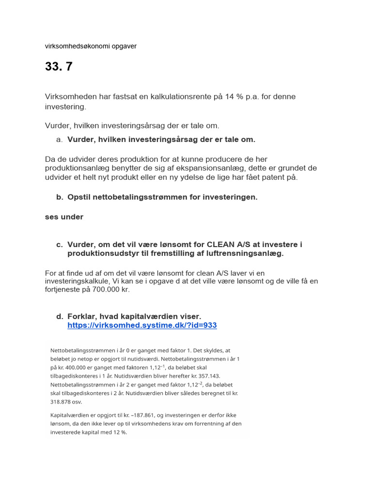 Virksomhedsøkonomi Opgaver | PDF