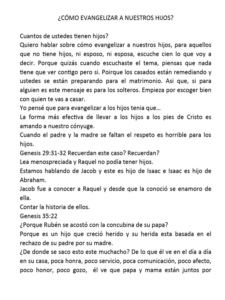 Cómo Evangelizar A Nuestros Hijos | PDF | Amor | Rachel