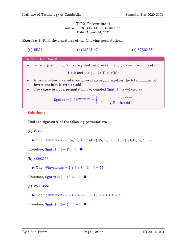 I2TD2 Determinant | PDF