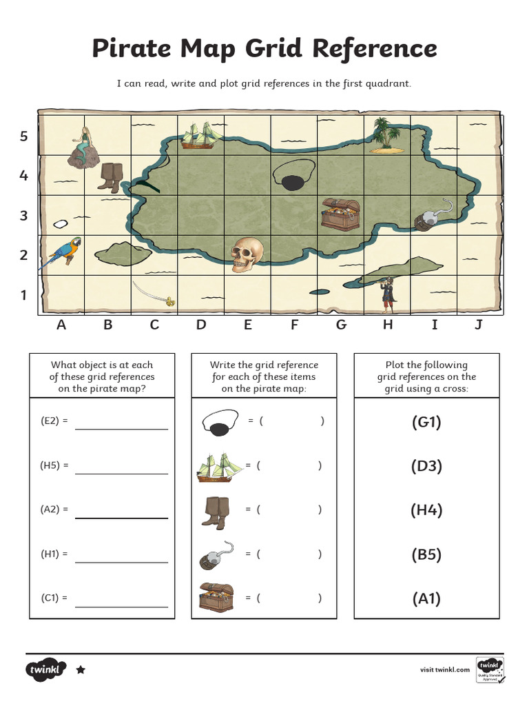 T2 M 4870 Teaching Grid Reference Pirate Map - Ver - 1 | PDF | Chess