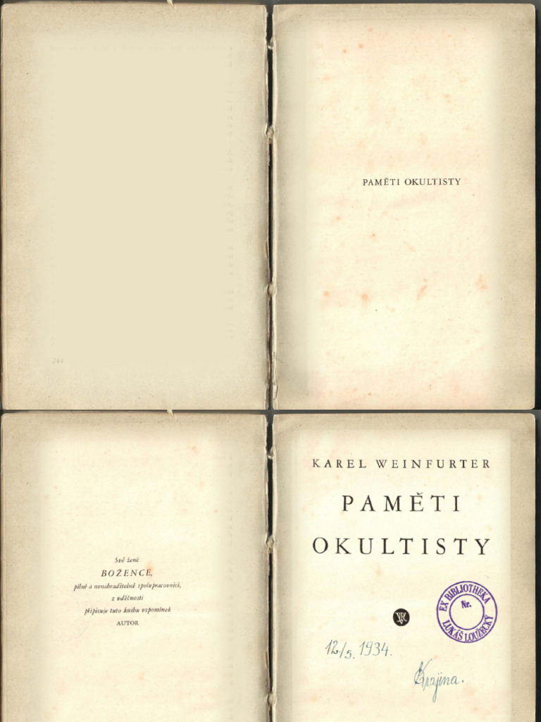 Karel Weinfurter Paměti Okultisty Kompletní | PDF