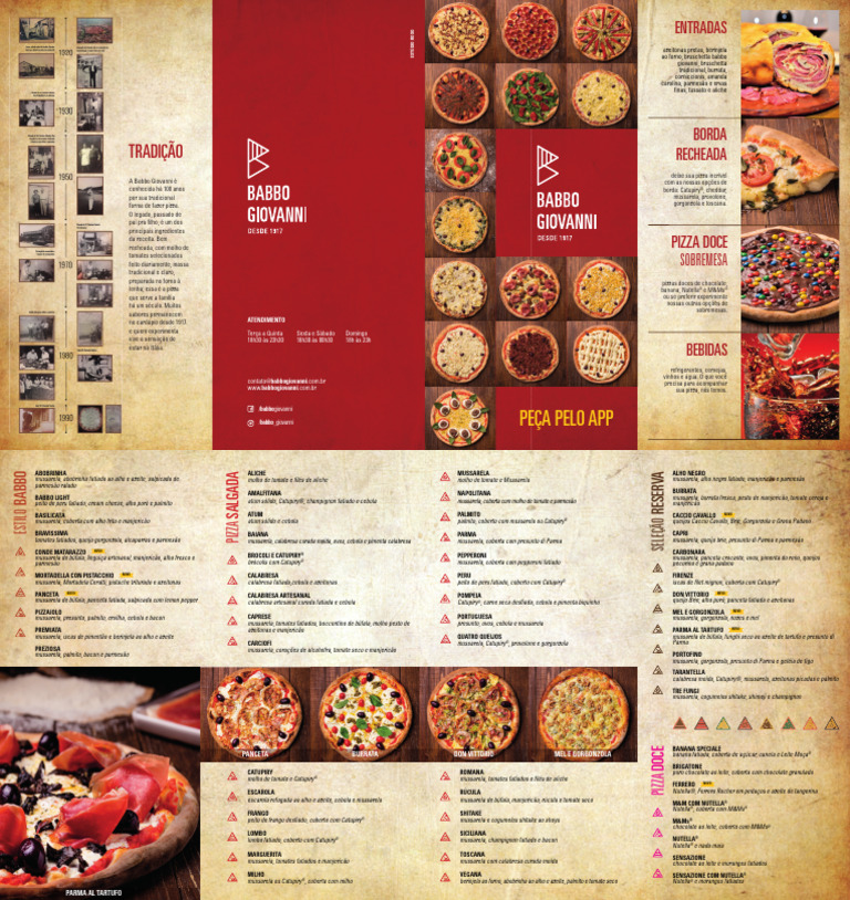 Babbo Giovanni Cardapio | PDF | Pizza | Culinária