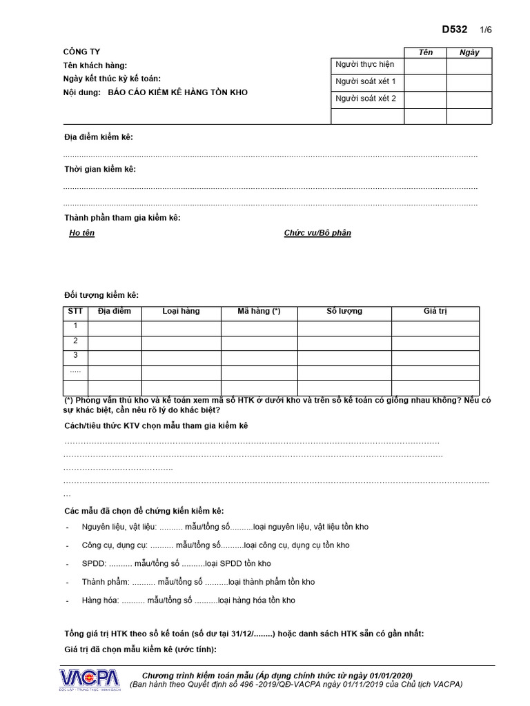 D532 - Bao Cao Kiem Ke HTK. (X) | PDF