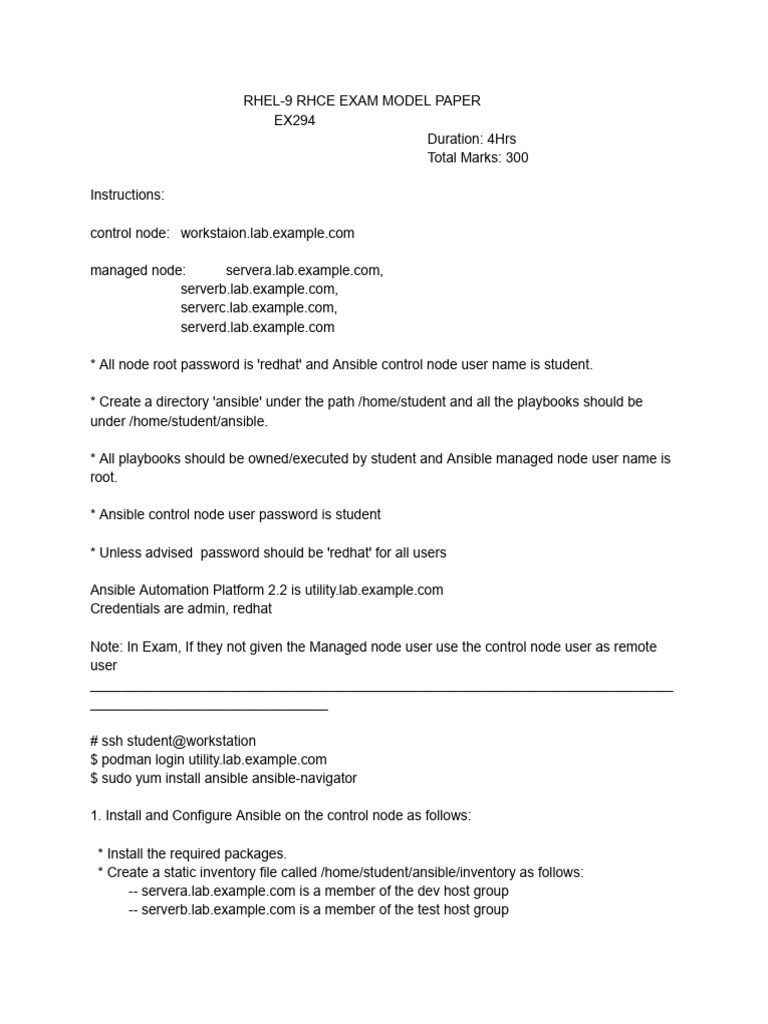 Rhel-9 Rhce Exam Model Paper | PDF | Web Server | Internet & Web