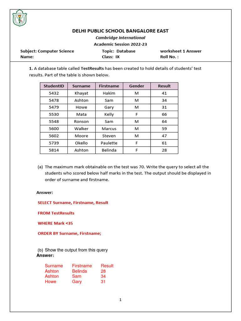 Comp w1 Ans Key | PDF | Databases | Data Management