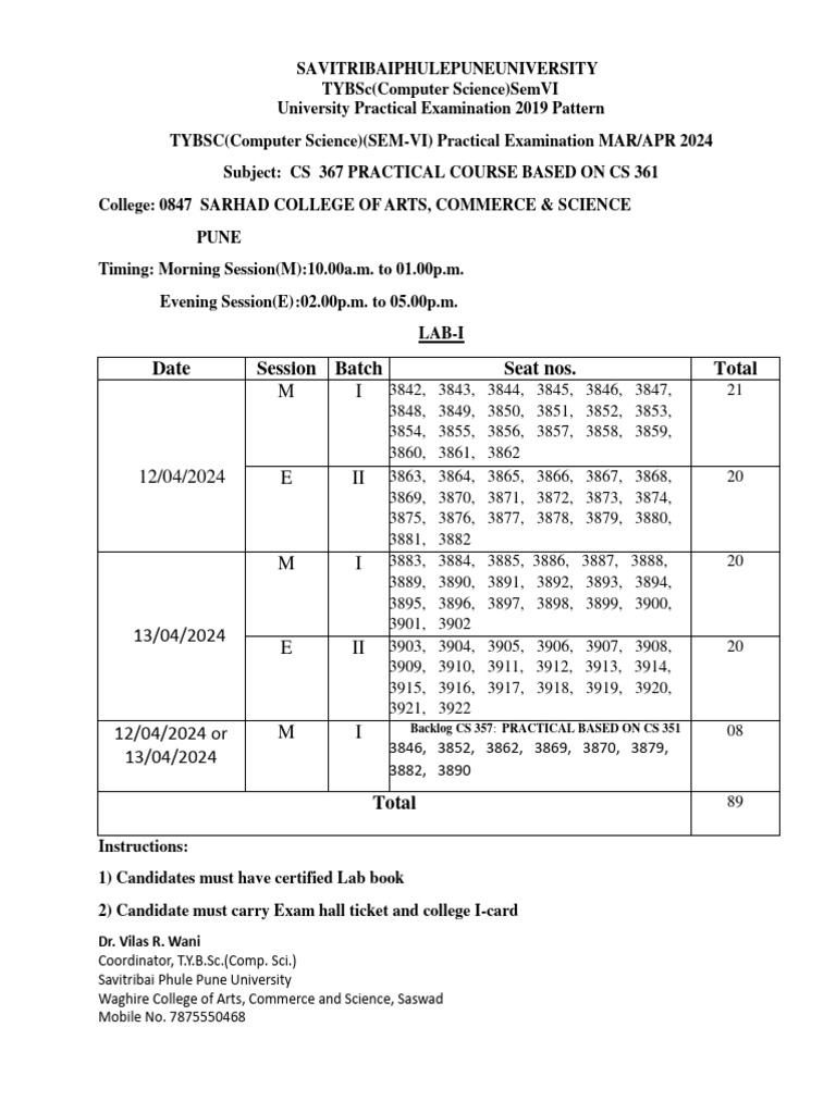 T.Y.BSc (CS) - CS - 367 - O.S.Practical - Pune District - 2024 | PDF ...