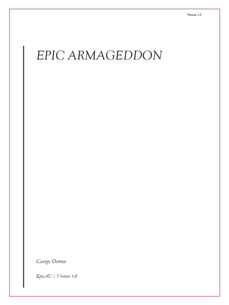 Epic Armageddon AU Core Rules Version 1 | PDF | Infantry | Tanks
