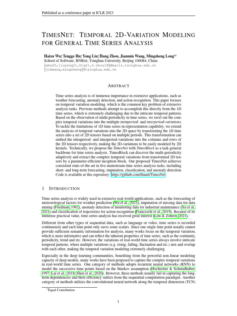 TimesNet: 2D Temporal Variation Model | PDF | Time Series | Artificial ...