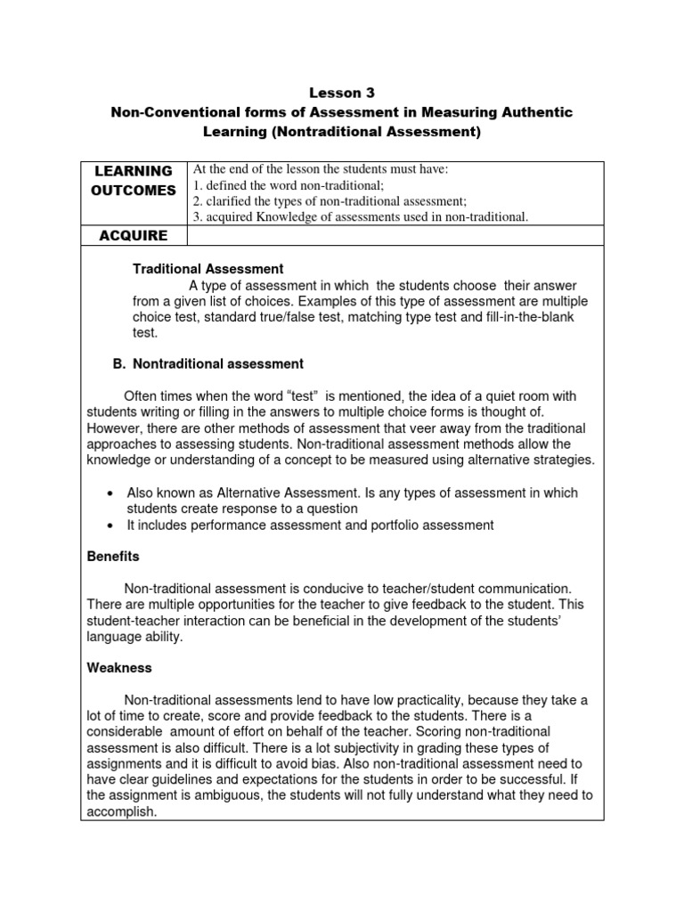 Non Conventional Assessment | PDF | Educational Assessment | Teachers