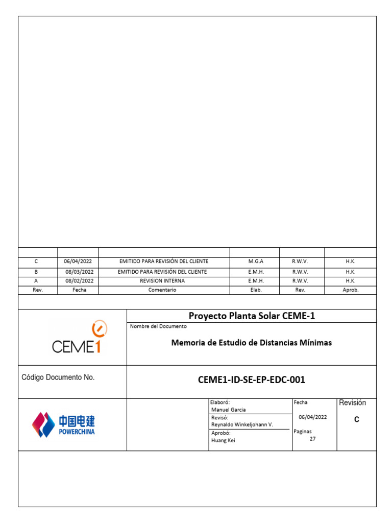 CEME1 ID SE EP EDC 001 C Memoria de Estudio de Distancias Mínimas | PDF ... CEME1 ID SE EP EDC 001 C Memoria de Estudio de Distancias Mínimas | PDF ...