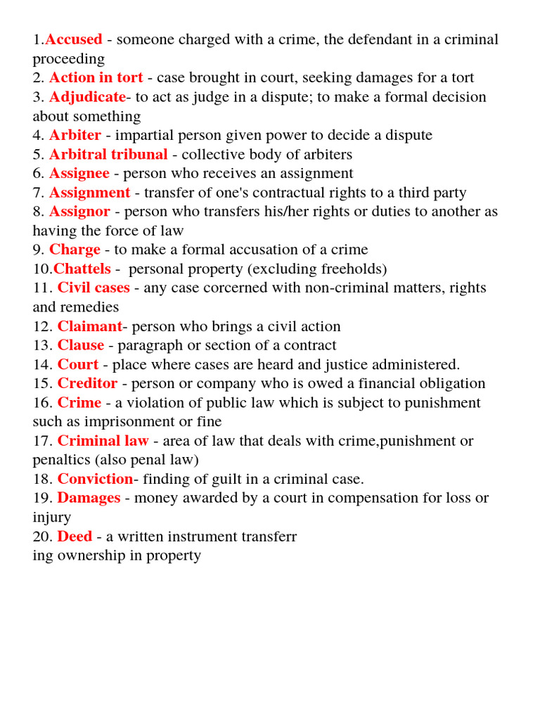 Legal Terms and Definitions Explained | PDF | Politics | Social Science