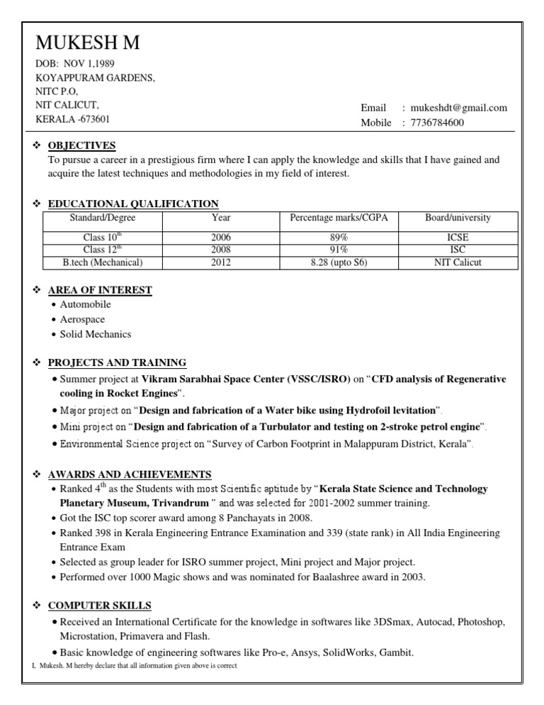 Mukesh Resume | PDF | Science & Mathematics | Technology & Engineering