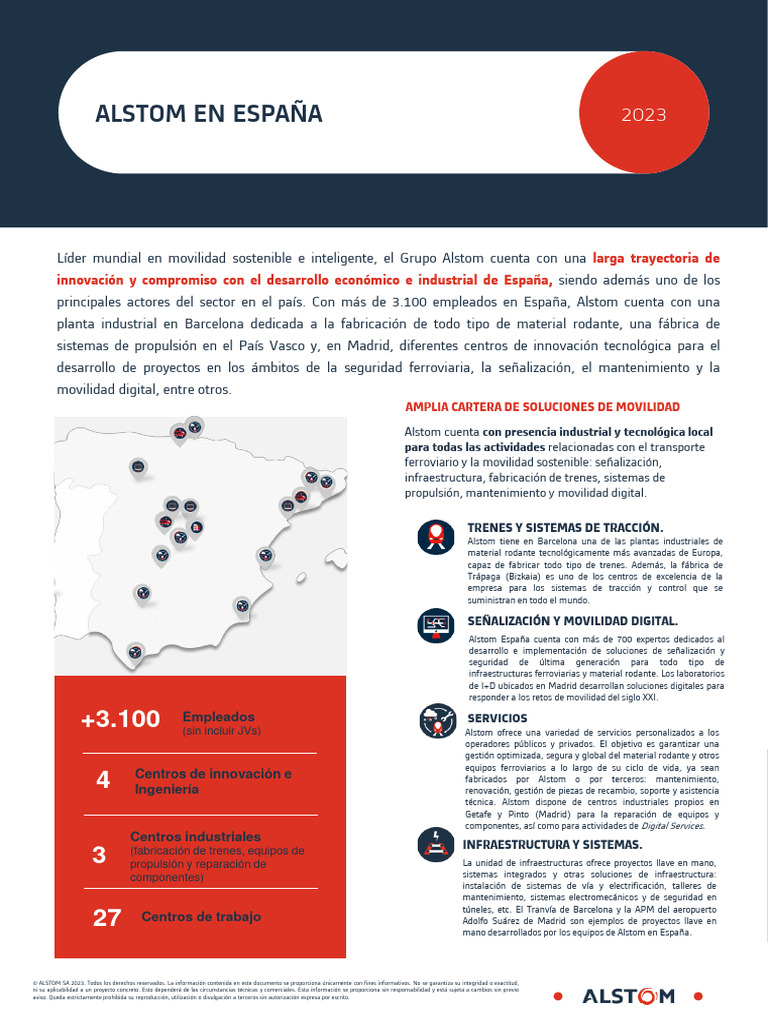 Alstom Spain Country Sheet 2023 ES | PDF | Tranvía | Sustentabilidad