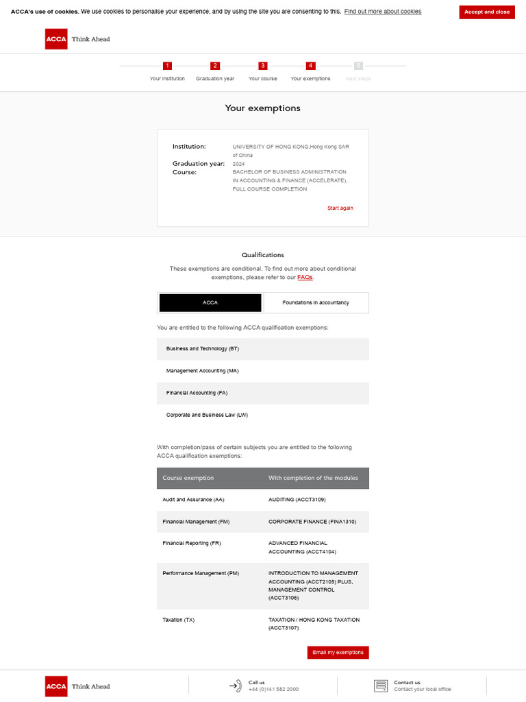 ACCA Exemptions Calculator | PDF | Financial Services | Business Economics