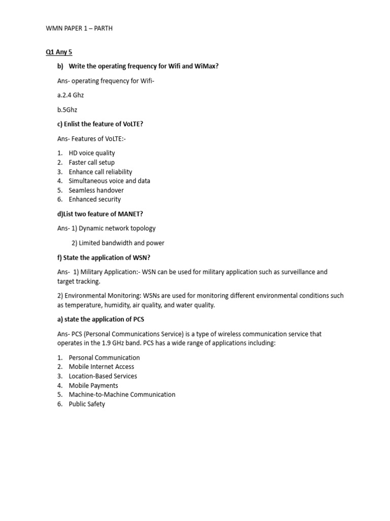WMN Prilim Sample Paper 1 | PDF | Wireless Sensor Network | Computer Network