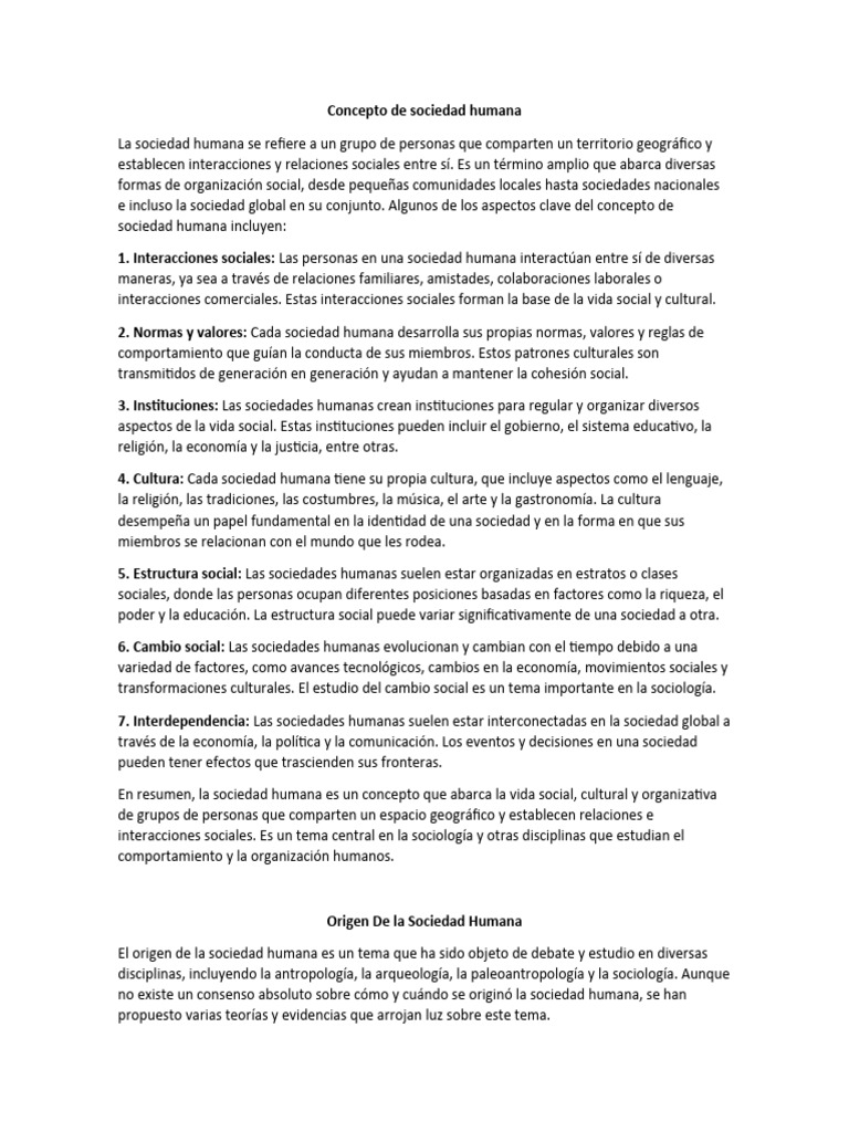 Sociedad Humana | PDF | Sociedad | Evolución humana