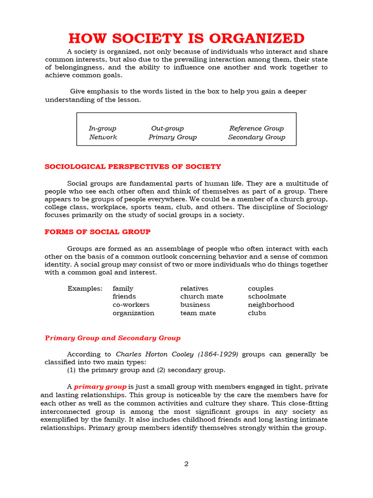 How Society Is Organized | PDF | Social Group | Society