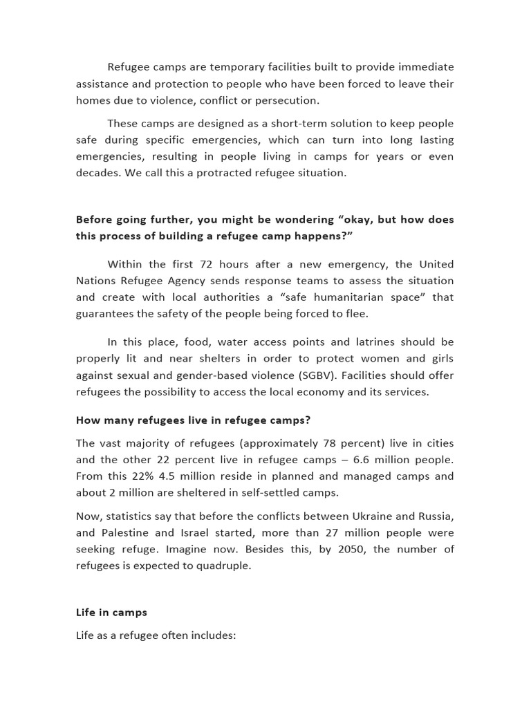 Living in A Refugee Camp | PDF | Refugee
