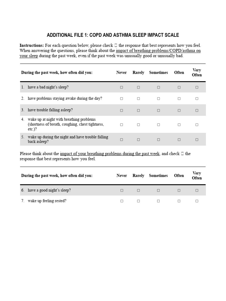 COPD and Asthma Sleep Impact Survey | PDF