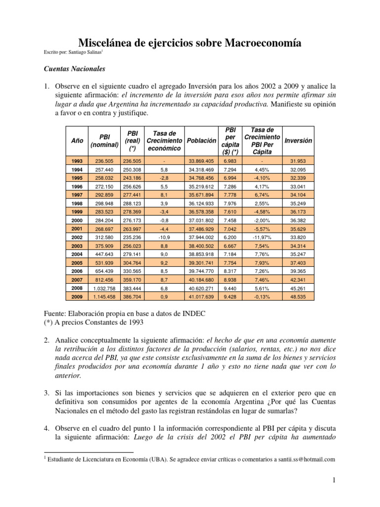 Miscelánea de Ejercicios Sobre Macroeconomía | Descargar gratis PDF | La política monetaria ...
