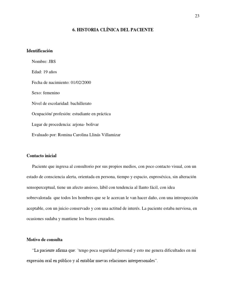 Caso Clinico TEPT | PDF | Ansiedad | Timidez