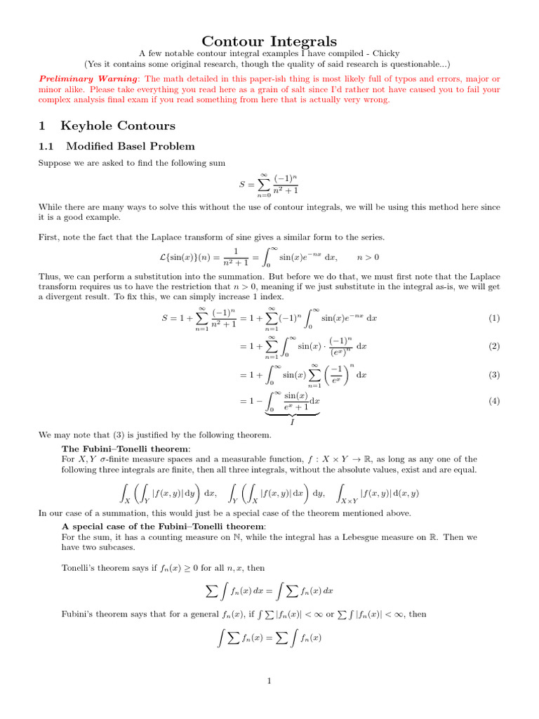 Contour Integrals-1 | PDF | Mathematical Analysis | Mathematics