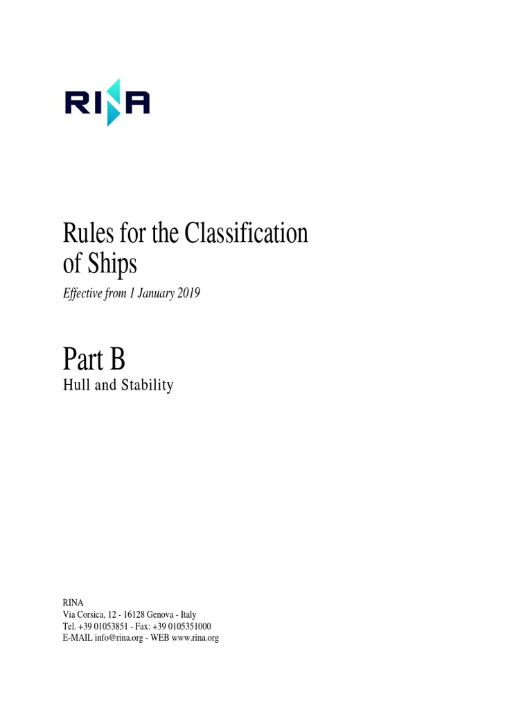 RINA Ship Classification Rules Overview | PDF | Shipping