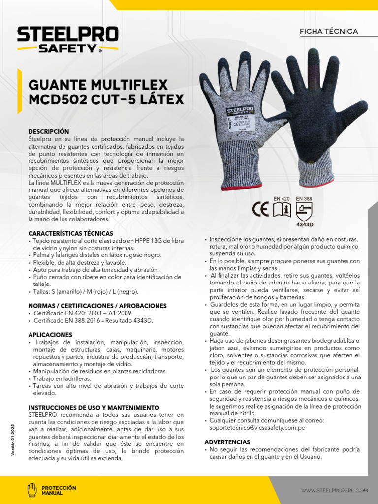 Multiflex Cut 5 Latex Rugoso | PDF | Guante | Revestimiento