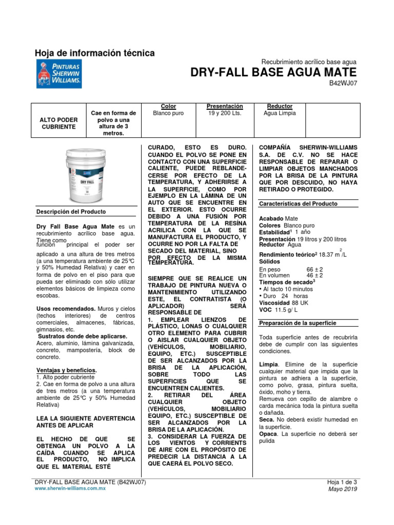 B42WJ07 Dry Fall Base Agua Mate | PDF | Agua | Pinturas