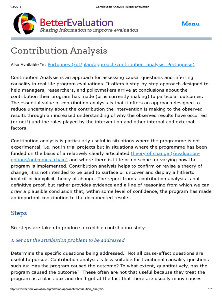 Contribution Analysis Guide | PDF | Evidence | Evaluation