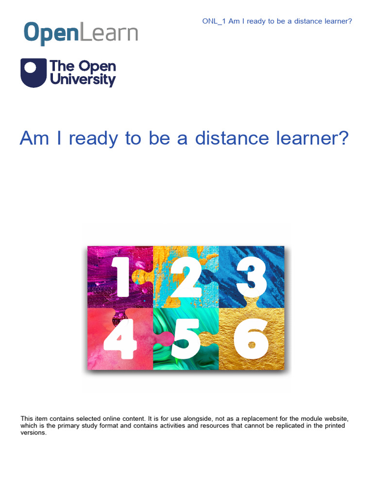 Am I Ready To Be A Distance Learner Printable | PDF | Learning | Creative Commons License
