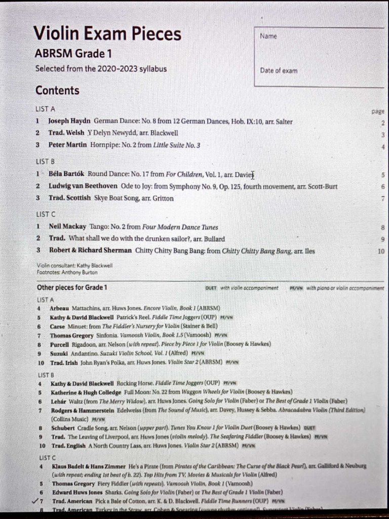 ABRSM Grade 1 Violin Pieces | PDF