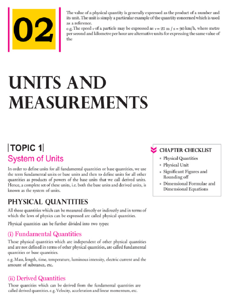 Units and Measurements Notes | PDF