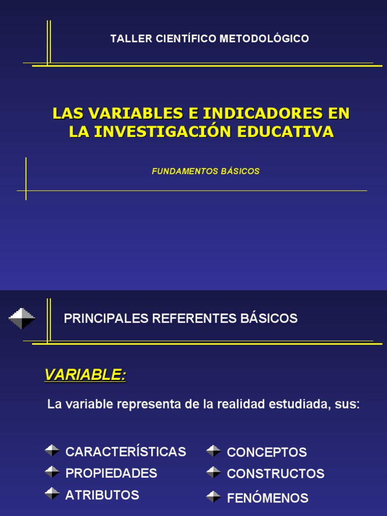 Variables e Indicadores en Investigación Educativa | PDF | Realidad ...