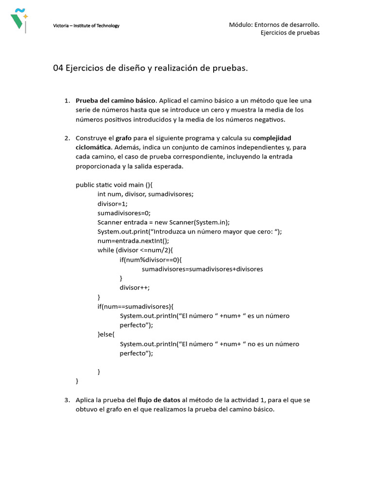 04 Ejercicios de diseño y realización de pruebas | PDF | Matemáticas | Programación de computadoras