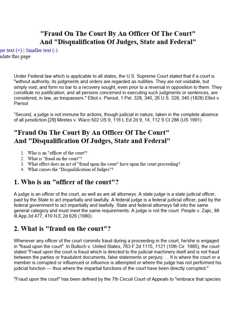 Fraud On The Court by An Officer of The Court | PDF | Judicial ...