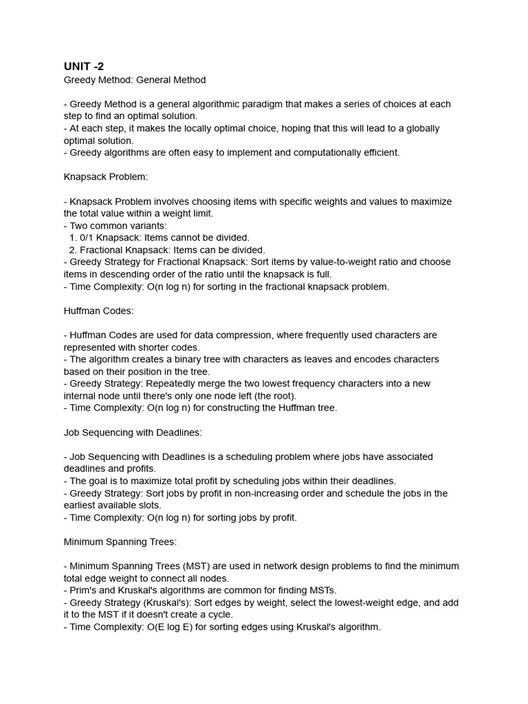 Unit - 2 Daa | PDF | Algorithms And Data Structures | Computational Complexity Theory