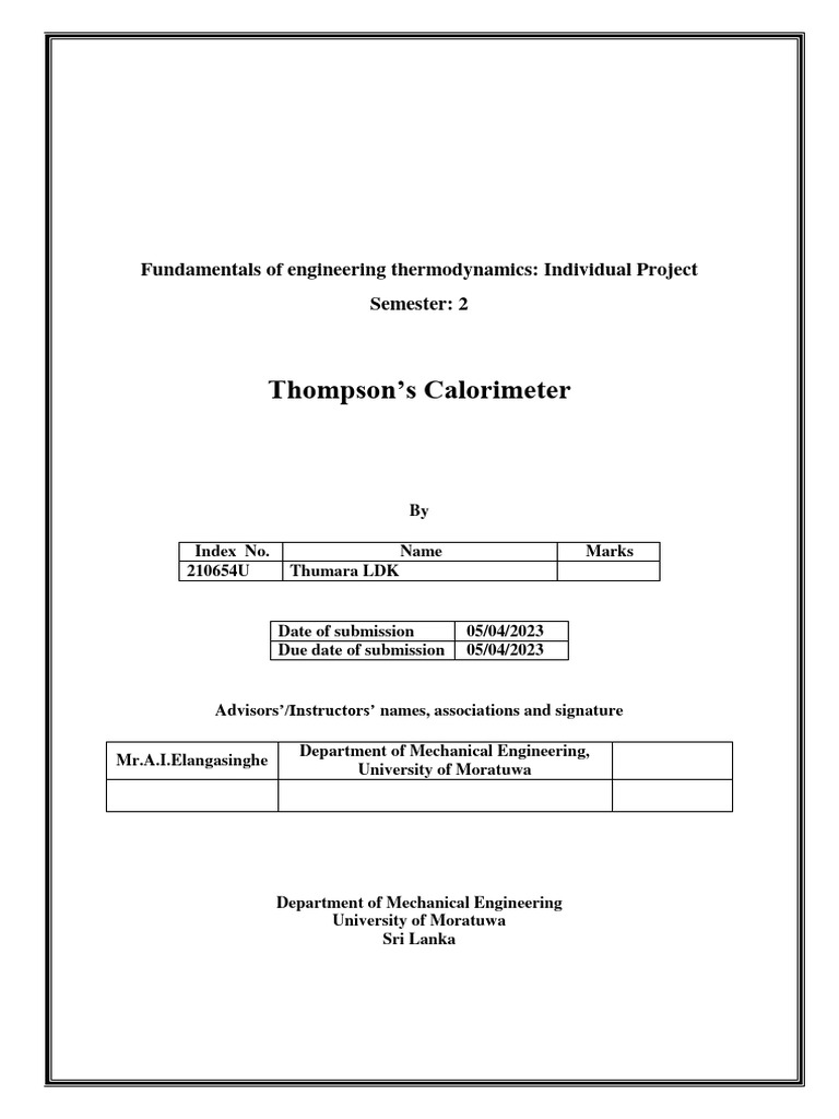 CW - Thompson's Calorimeter - Kisali | PDF | Heat | Temperature