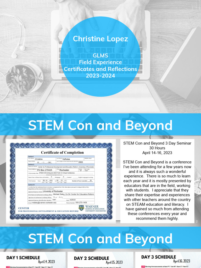 Glms Field Experience Certificates and Reflections - Christine Lopez ...