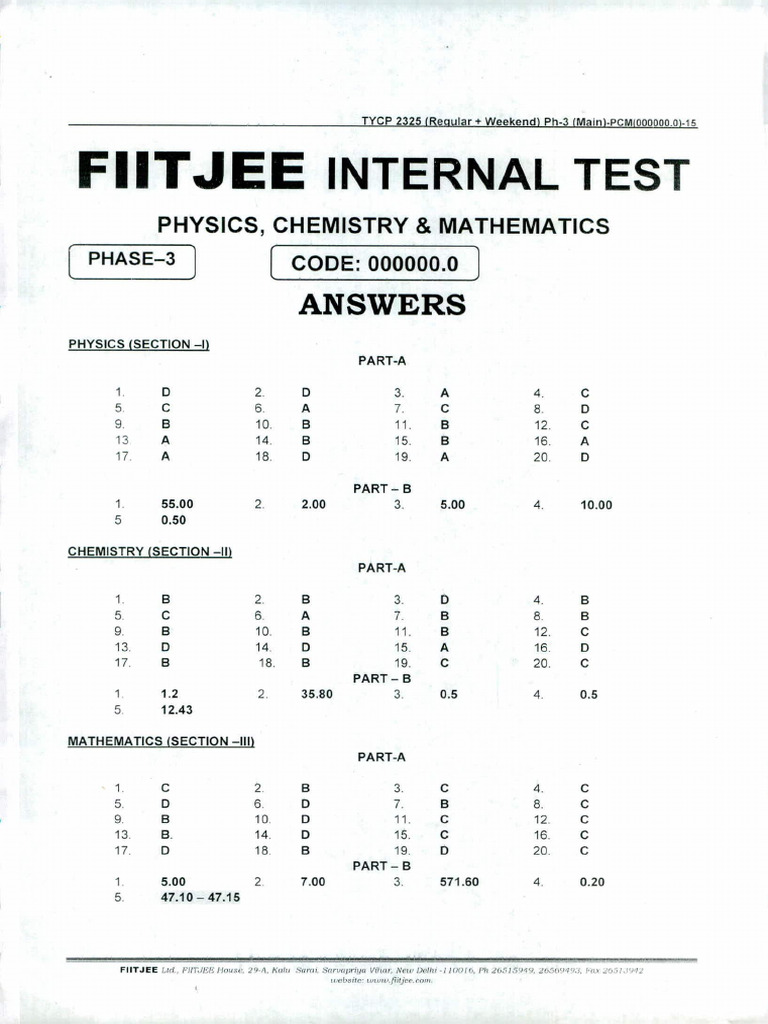 Answerkeys - 11th A Lot Phase - 3 | PDF | Physical Sciences | Natural Sciences