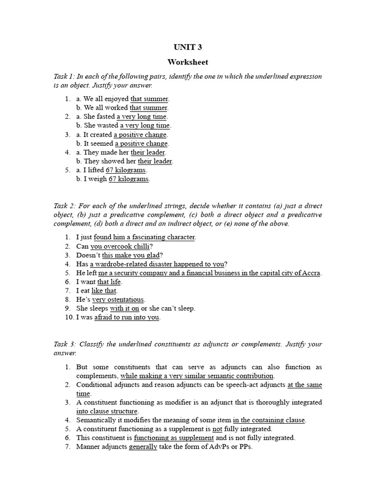 Worksheet | PDF | Clause | Syntax
