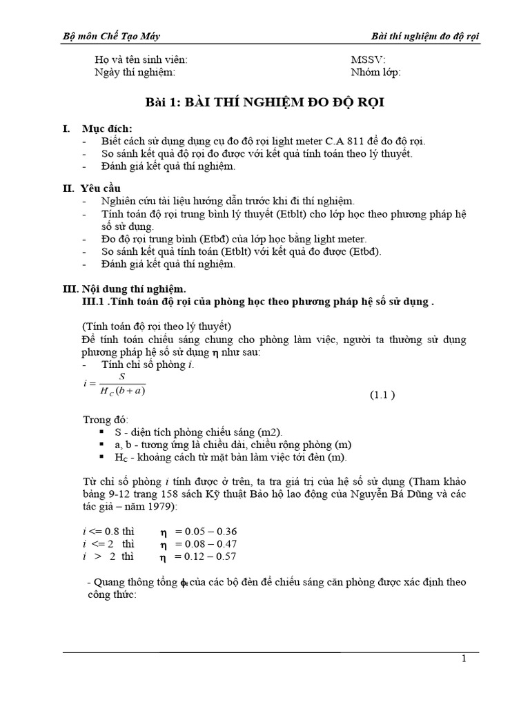 Bai 1-Thi Nghiem Do Do Roi | PDF