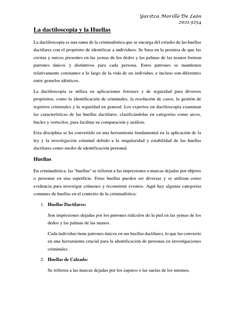 La Dactiloscopia y La Huellas | PDF | Huella dactilar | Ciencia forense