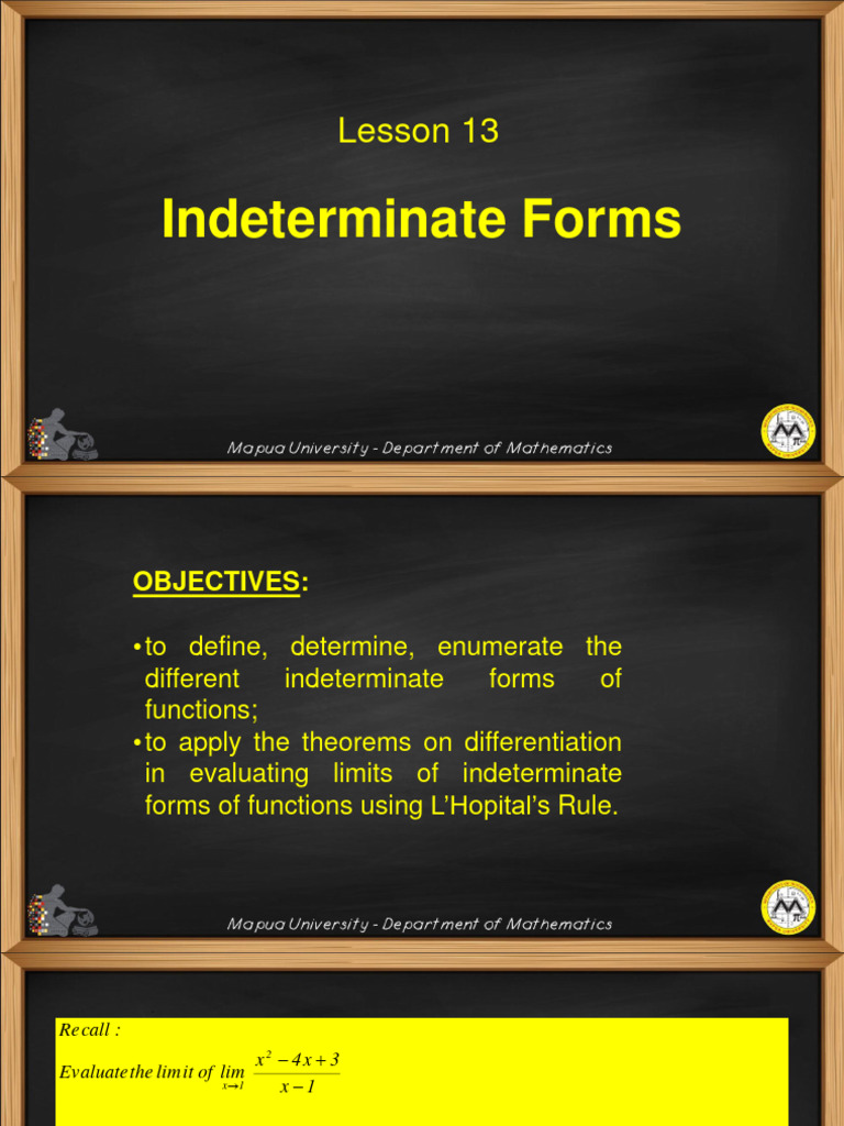 Lesson 13-Indeterminate Forms | PDF | Mathematical Analysis | Analysis