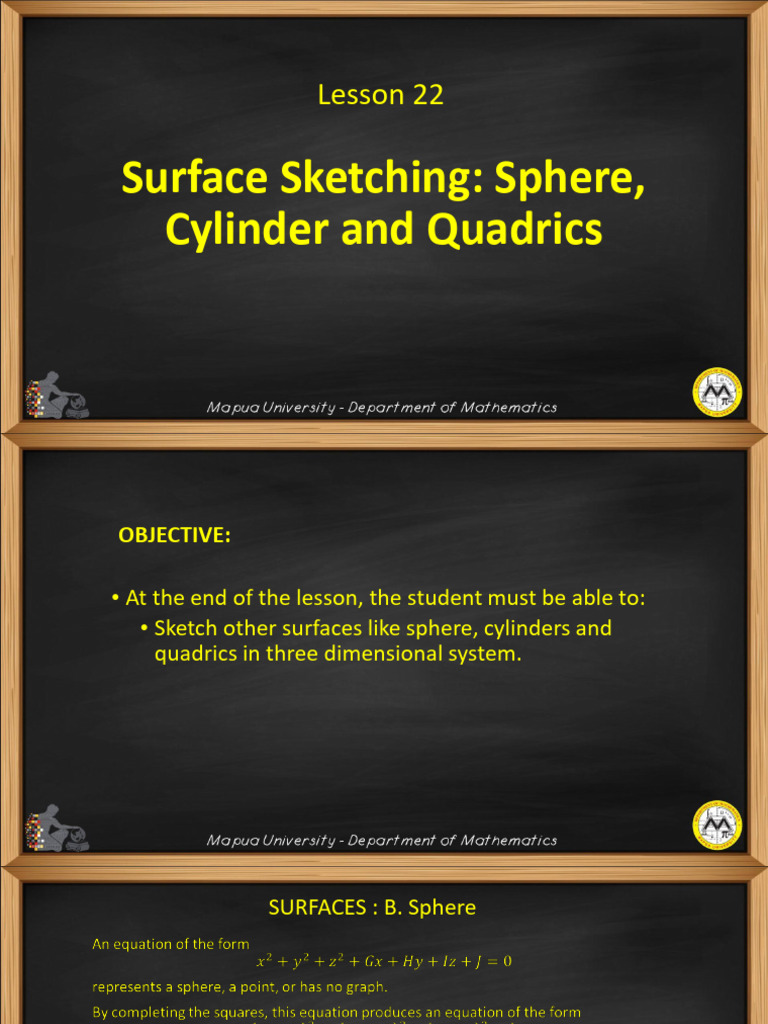 Lesson 23-Surface Sketching; Sphere, Cylinder and Quadrics | PDF ...