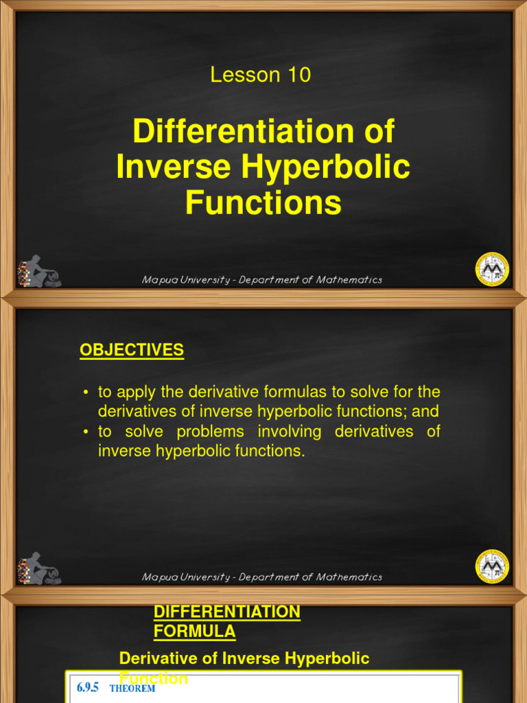 Lesson 10 Differentiation of Inverse Hyperbolic Functions | PDF ... Lesson 10 Differentiation of Inverse Hyperbolic Functions | PDF ...