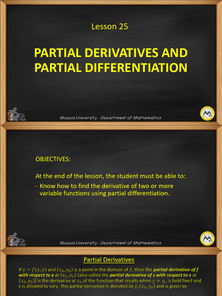 Lesson 26-Partial Derivatives and Partial Differentiation | PDF