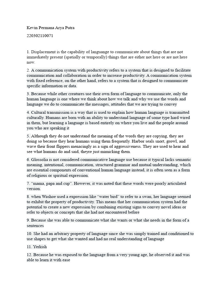 Linguistic Chapter 2 Study Question | PDF | Communication | Semantics