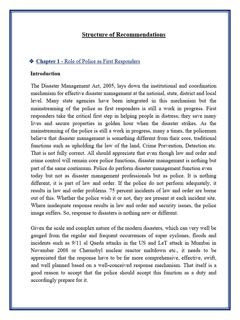 Police As First Responders-Structured Report - Version 1 | PDF ...